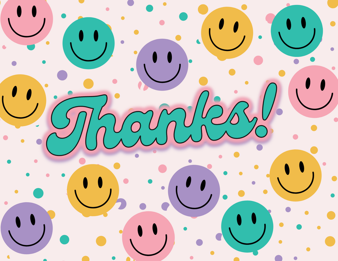 Smiley Face Thanks Postcard – Creative Sprinkles
