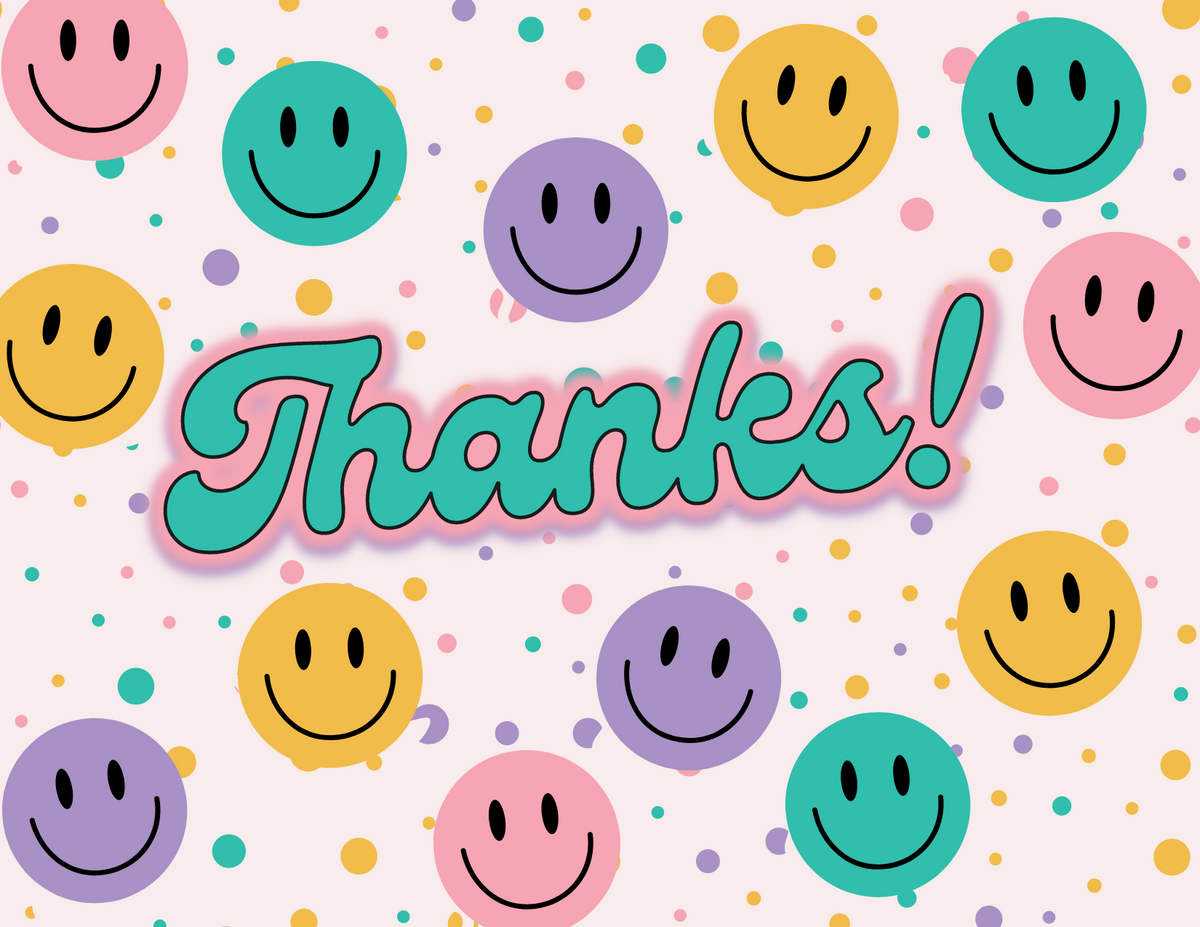 Thank You Smiley Face Blue